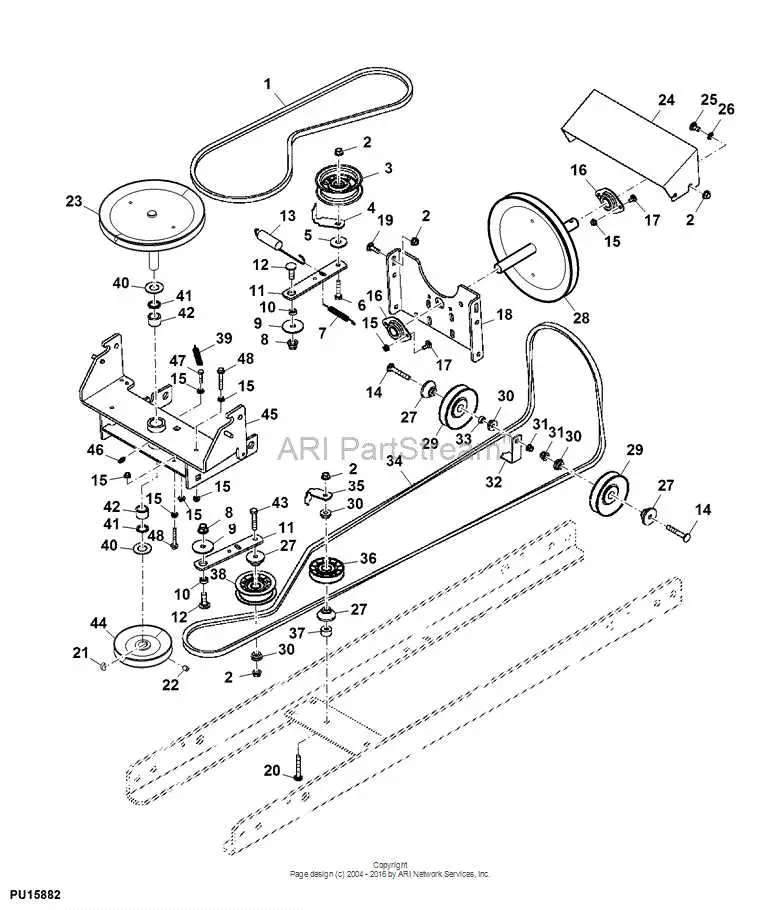 Diagrama de partes del lanzador de nieve John Deere 38