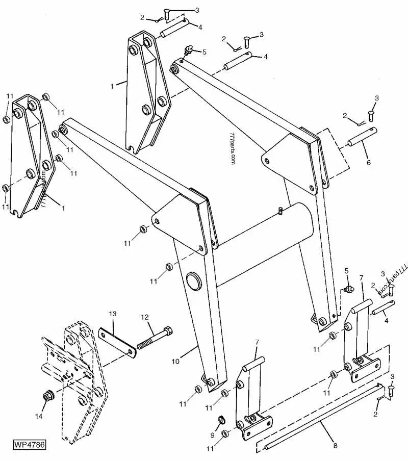 Diagrama de partes del cargador John Deere 520