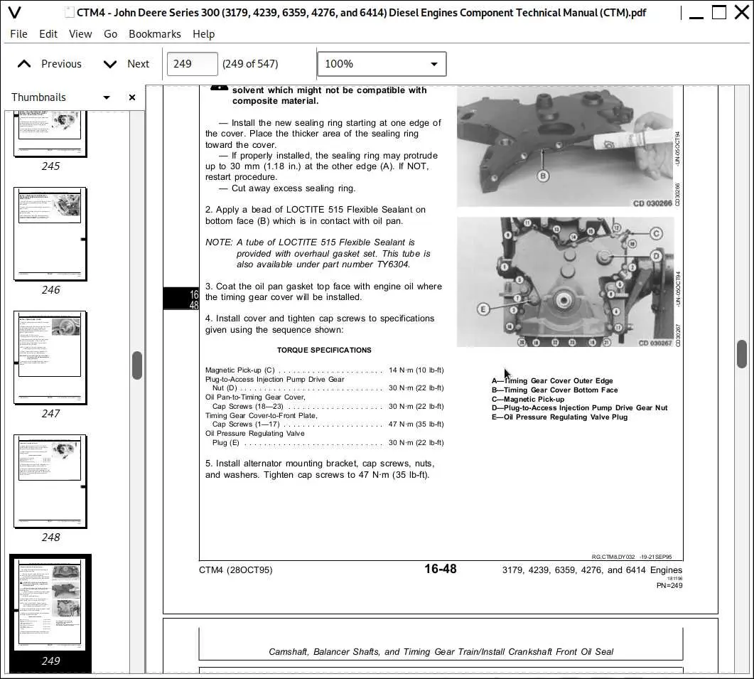 Diagrama de partes del modelo John Deere 300