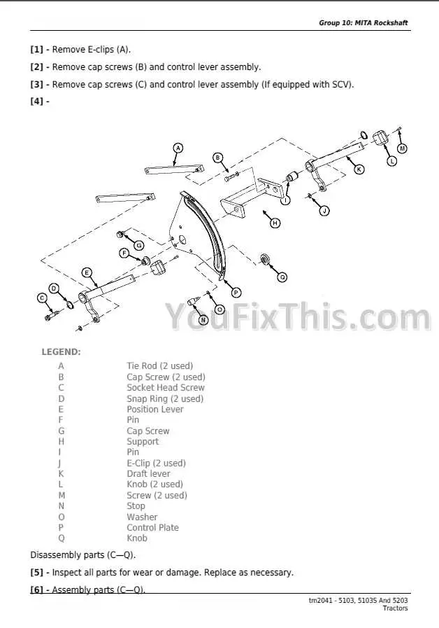 Diagrama de la caja de fusibles John Deere 5103
