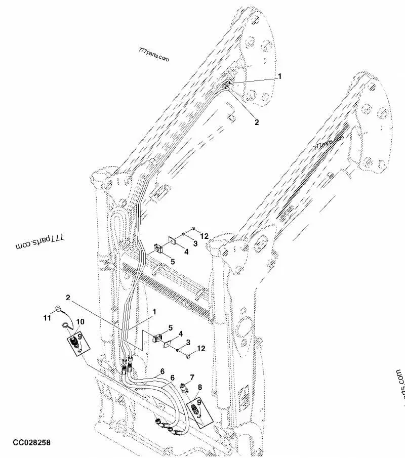 Diagrama de piezas del cargador frontal John Deere