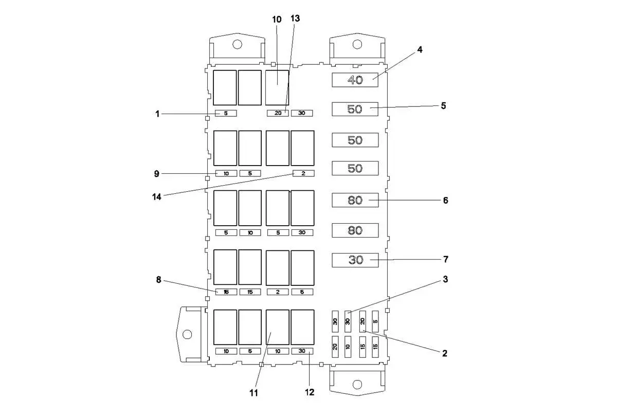 Diagrama del panel de fusibles John Deere 333G